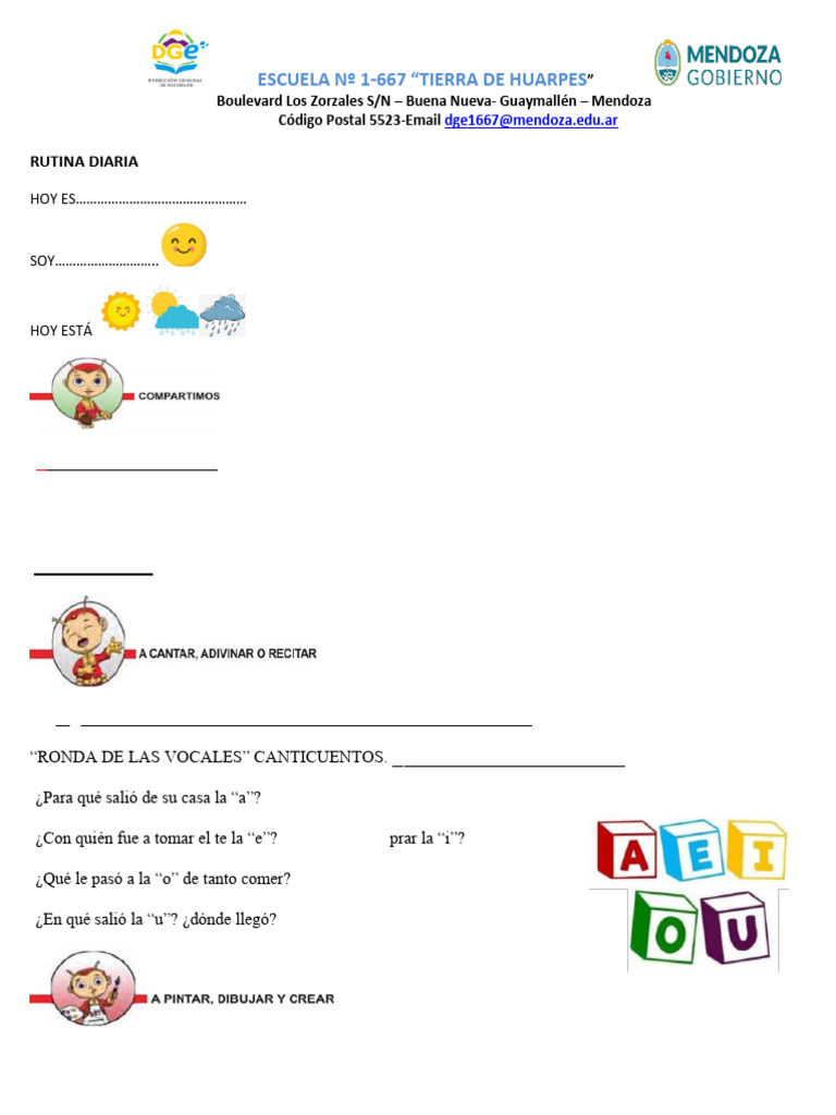 Rutina Diaria y Actividades Educativas | PDF