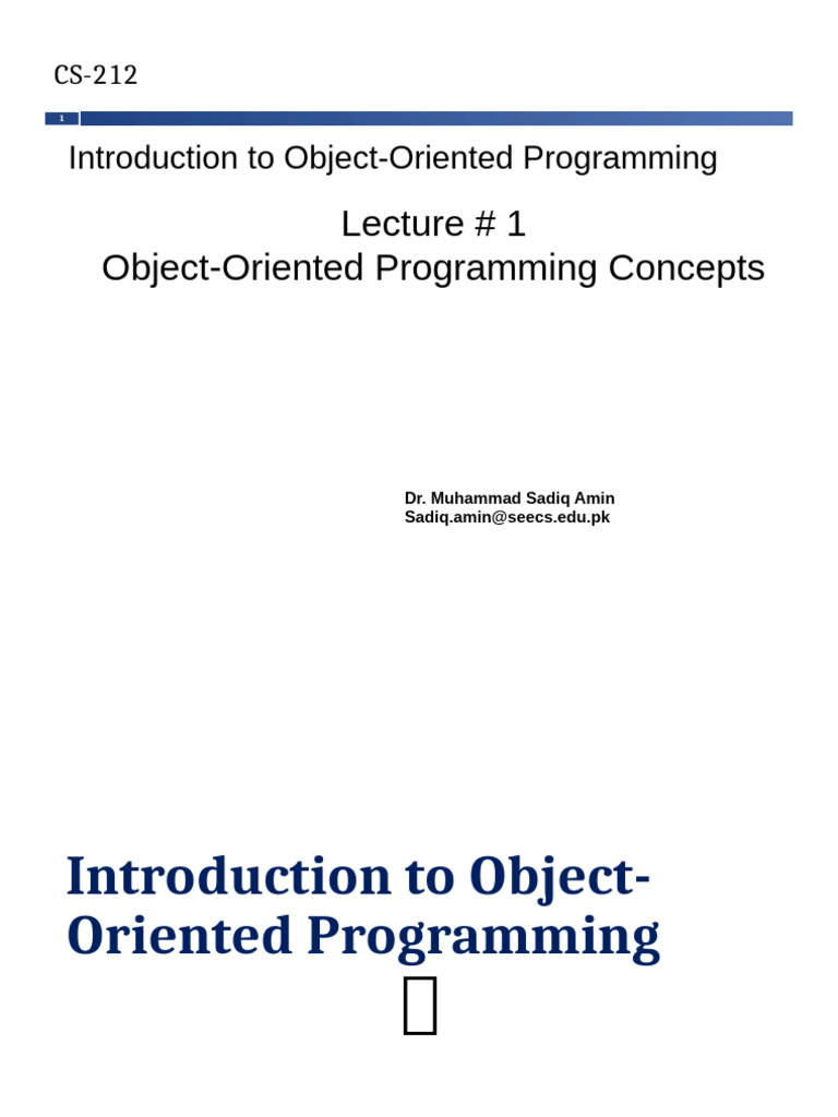 OOPS Fall 2024 Lecture 01 OOPIntro | PDF | Class (Computer Programming) | Object Oriented ...