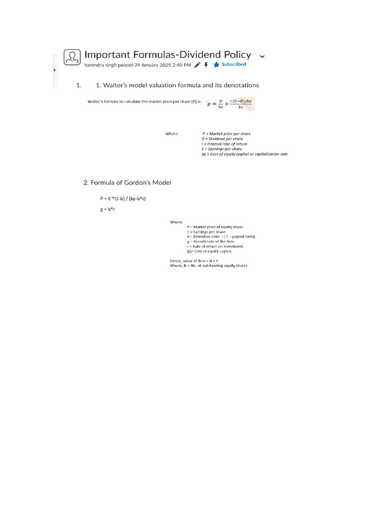Capital Structure Formulaes | PDF