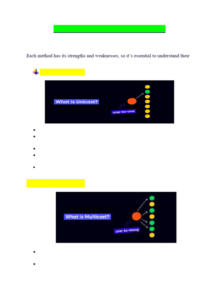 Unicast vs. Multicast vs. Broadcast | PDF | Multicast | Computer Network