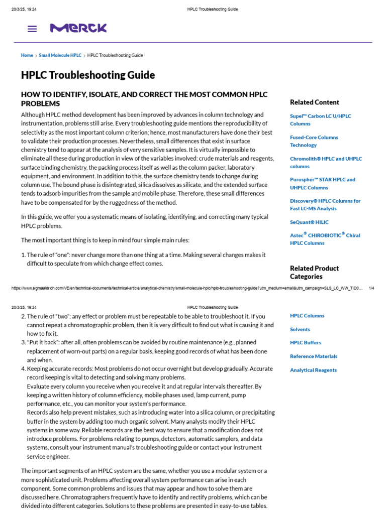 HPLC Troubleshooting Guide | PDF | High Performance Liquid ...