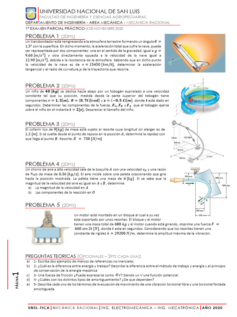 1 Examen Parcial Practico 2020 | PDF | Masa | Velocidad