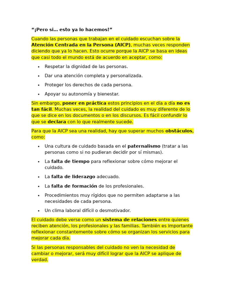 Implementación efectiva de AICP en cuidado | PDF | Bienestar | Sufrimiento