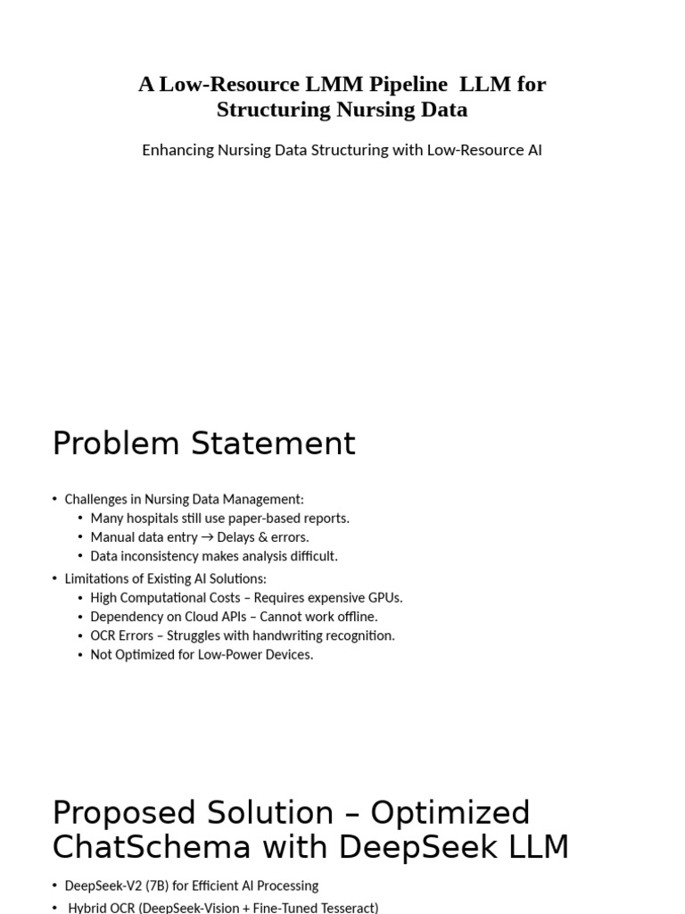 A Low-Resource LMM Pipeline LLM For Structuring Nursing | PDF