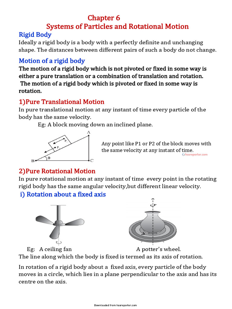 +1 Physics Ch-6 SYSTEMS OF PARTICLES AND ROTATIONAL MOTION | PDF | Rotation Around A Fixed Axis ...