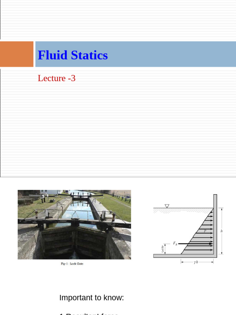 Lecture 3 Fluid Statics (Modified) | PDF | Pressure | Force