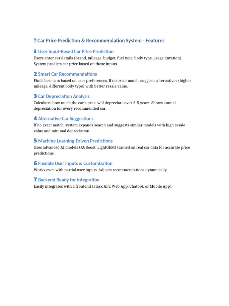 Car System Features | PDF