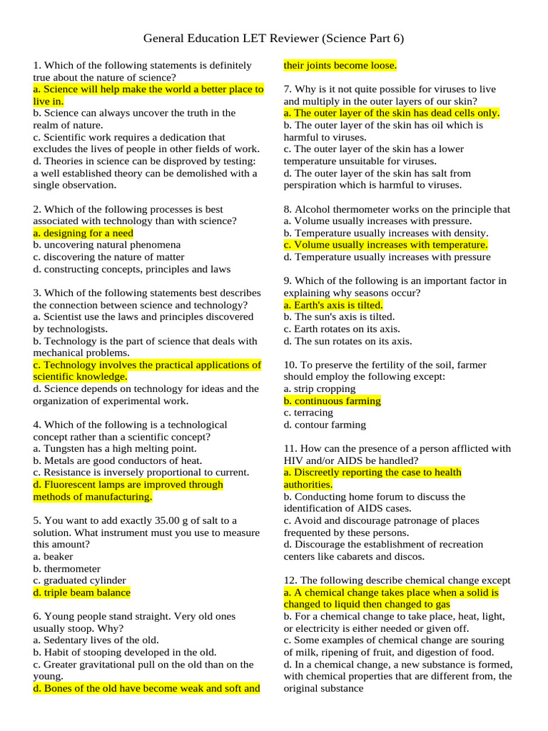 Science and Technology General Education (Part 6) LET Reviewer | PDF ...