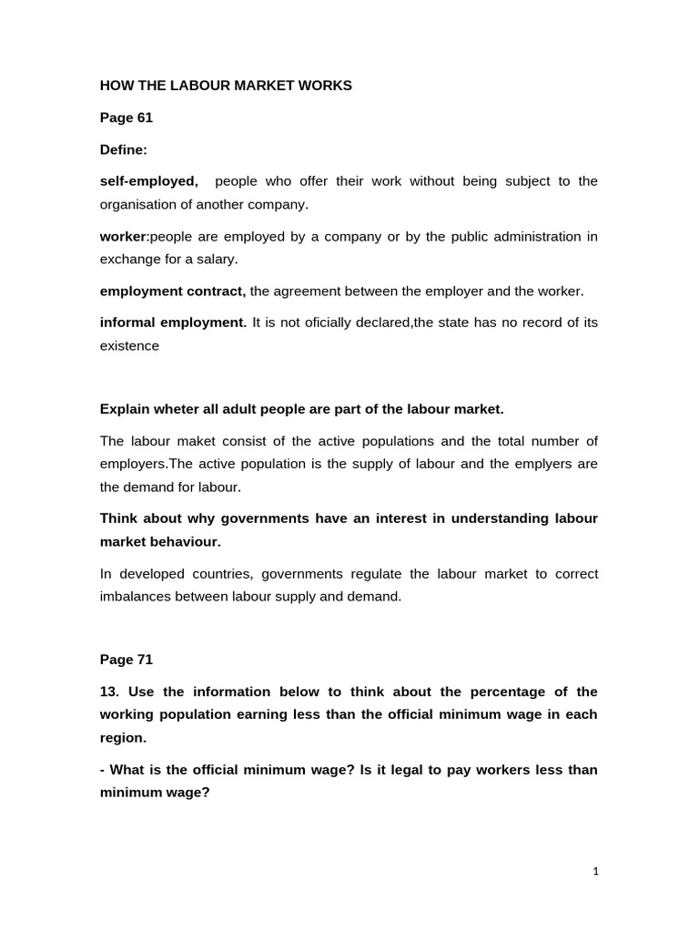 How the Labour Market Works(1) | PDF
