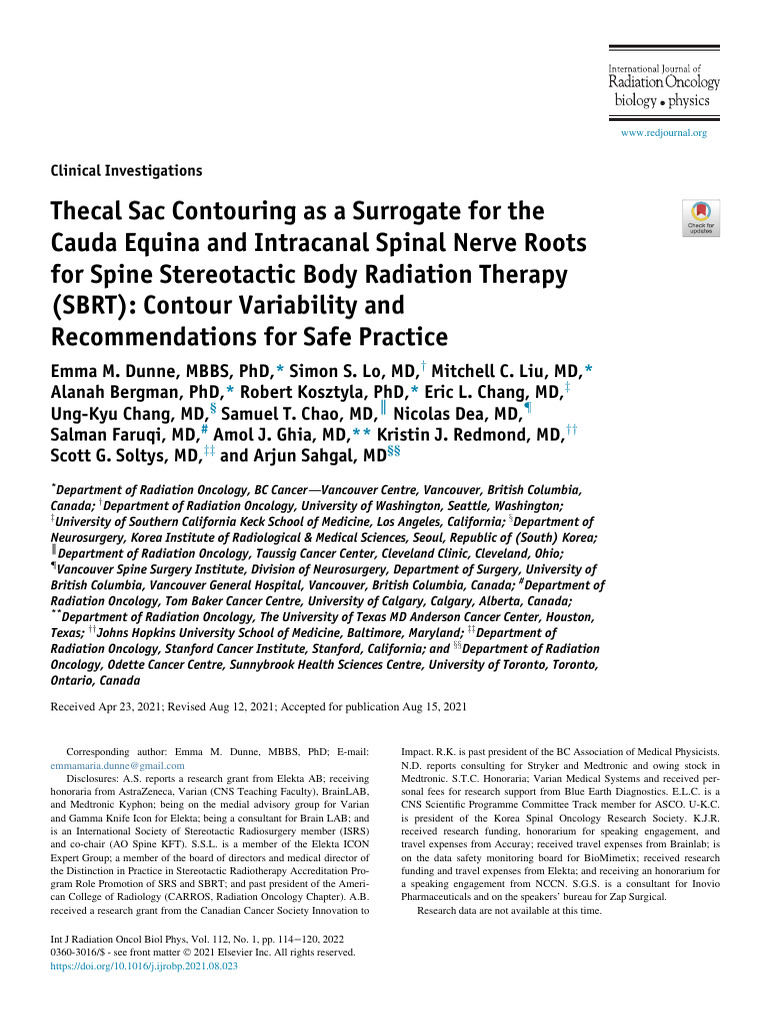 Thecal Sac Contouring as a Surrogate for the Cauda Equina and ...