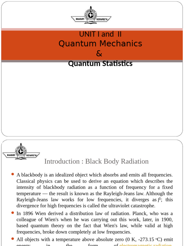 Unit I & II Quantum Mechanics and Statistical Mechanics 2 | PDF | Waves ...
