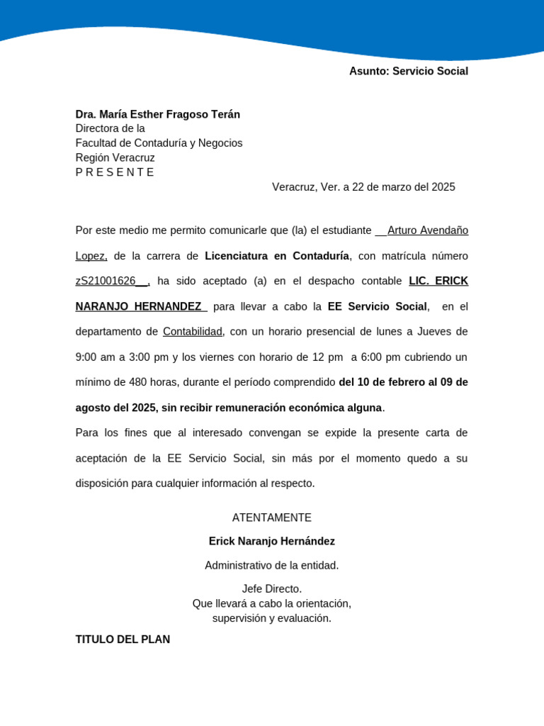 Carta de Presentacion y Plan de Trabajo | PDF | Contabilidad ...