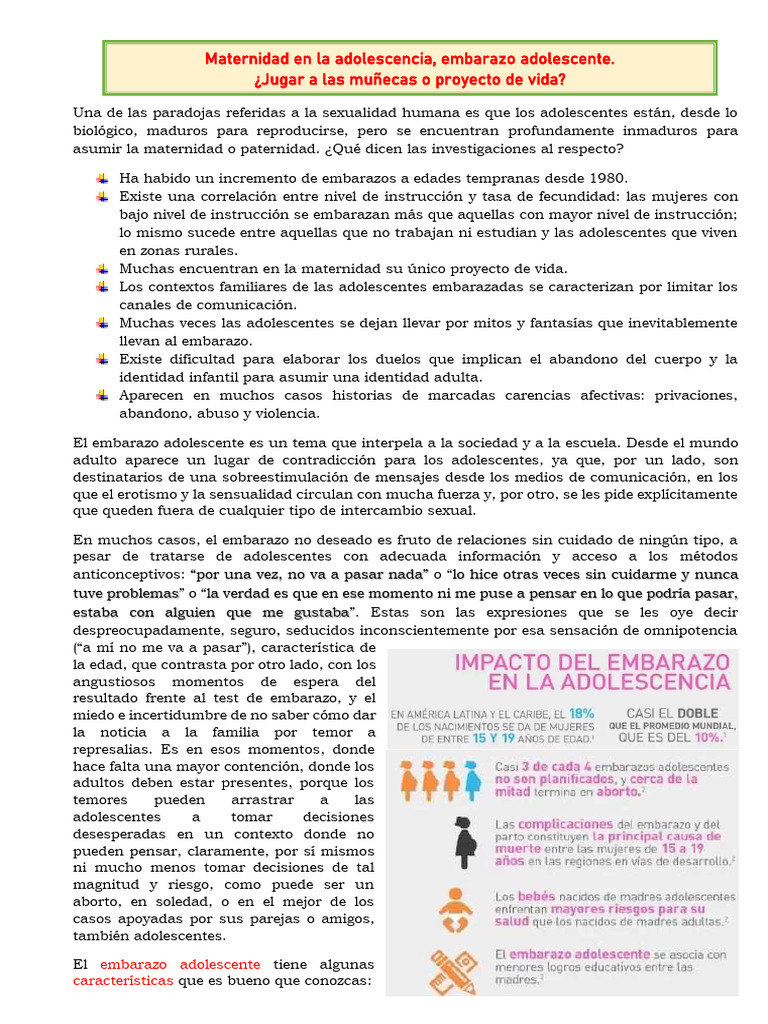 Tpn°10 - Teoria-Embarazo Adolescente | PDF | Aborto | Control de la natalidad