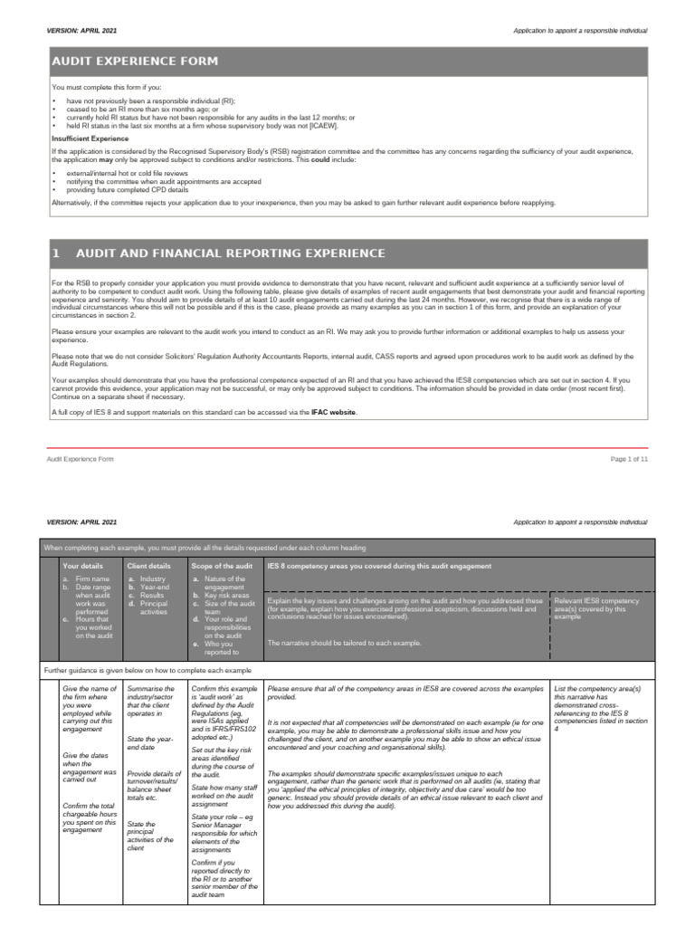 Responsible Individual Audit Application | PDF | Audit | Auditor's Report