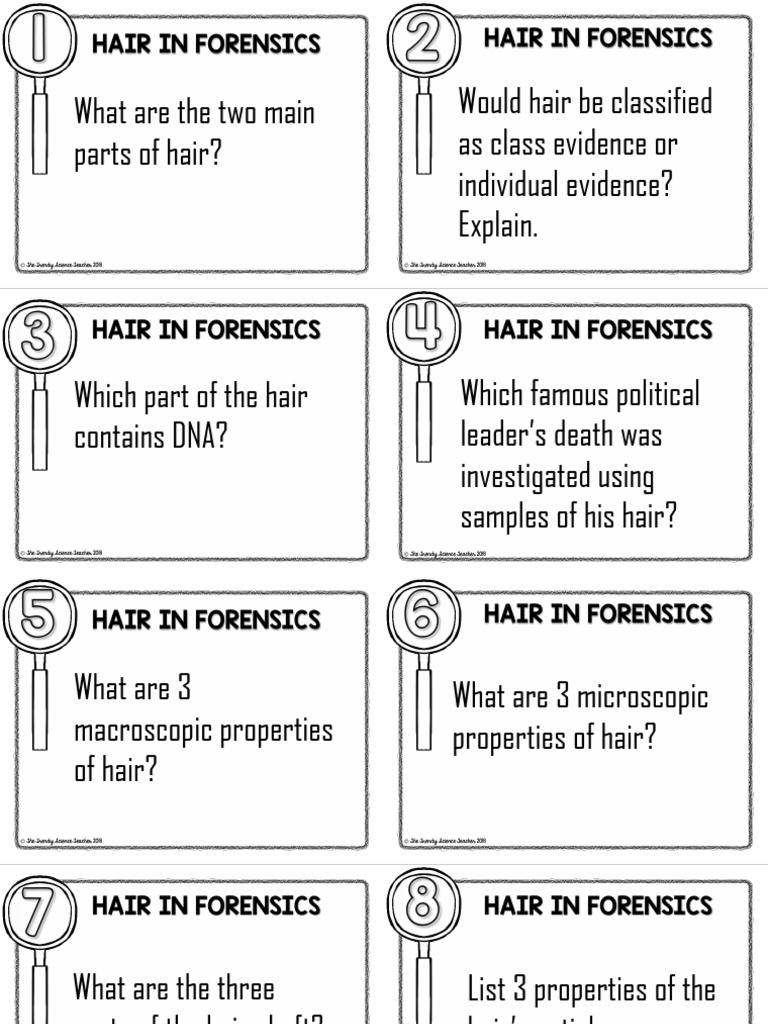 Hair Analysis in Forensics Task Cards | PDF | Hair | Forensic Science