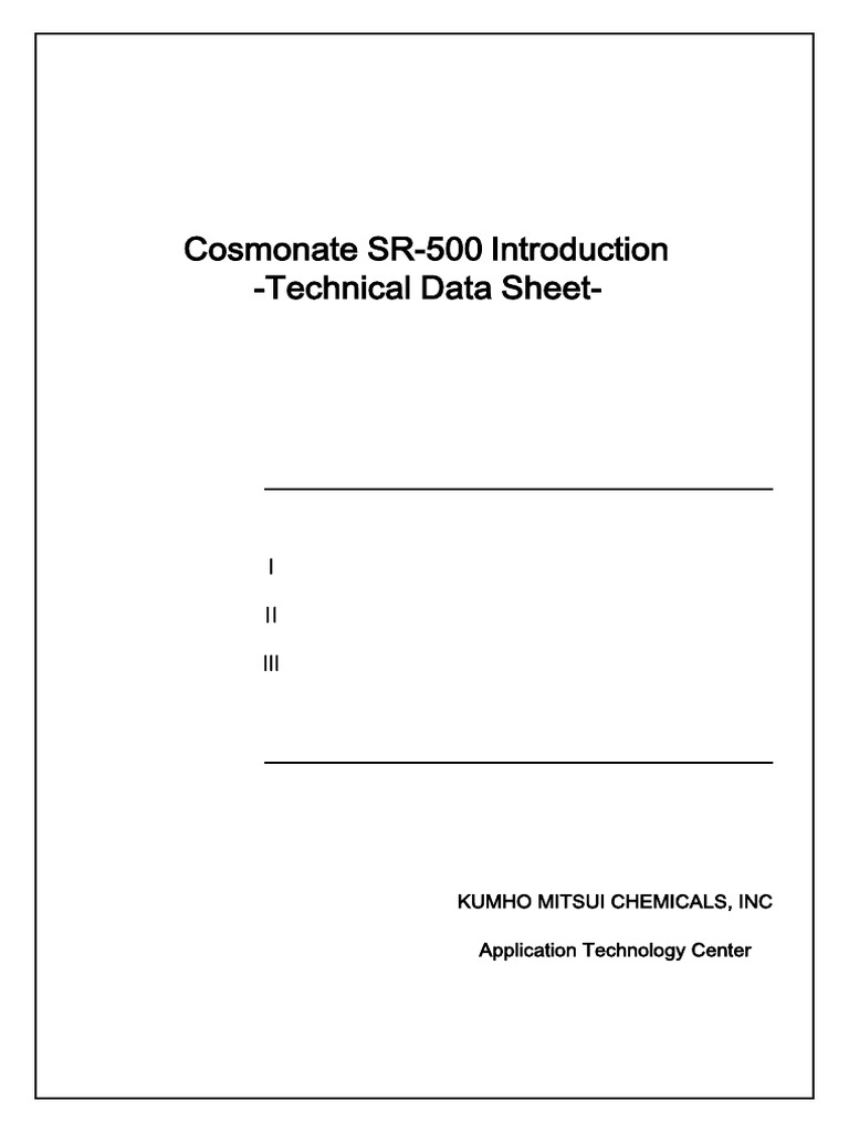 Cosmonate SR-500 Technical Data Sheet | PDF | Breathing | Respiratory ...