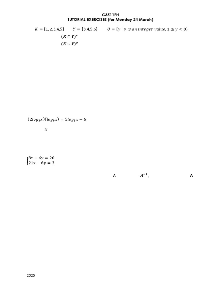 TUTORIAL EXERCISES FOR 24 MARCH 2025 | PDF