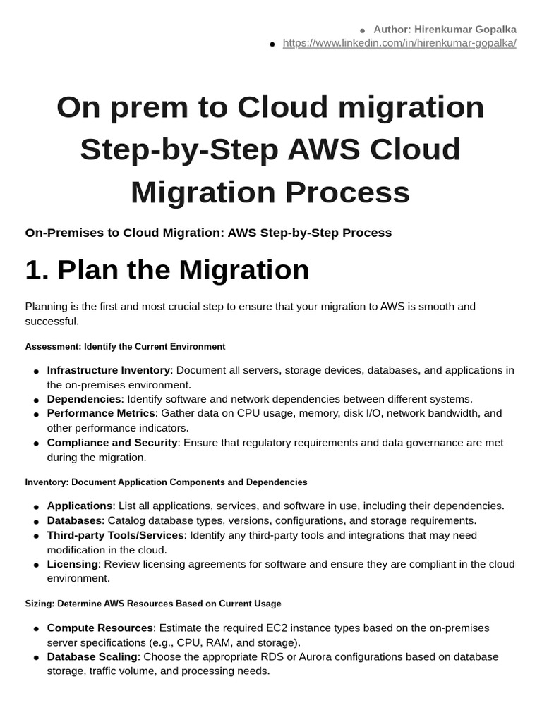 On Prem to Cloud Migration Steps Full Documents | PDF | Active ...