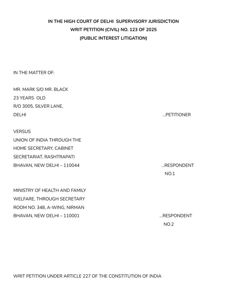 Writ petition UNDER ARTICLE 227 | PDF | Public Law | Justice