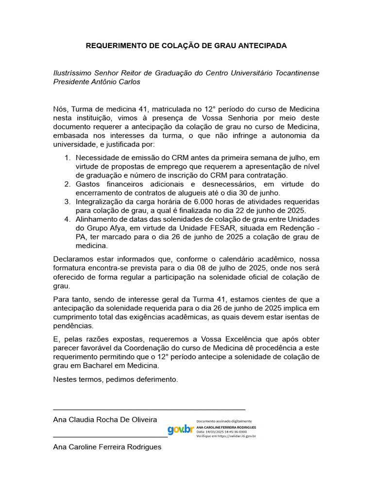 REQUERIMENTO MED Assinado Assinado Assinado Assin 250316 184553 Assinado | PDF | Universidades e ...