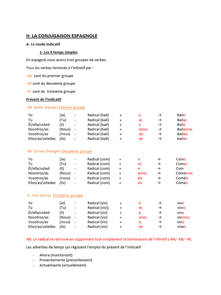 4 - Les 4 Temps Simples de Lindicatif | PDF | Lingüística