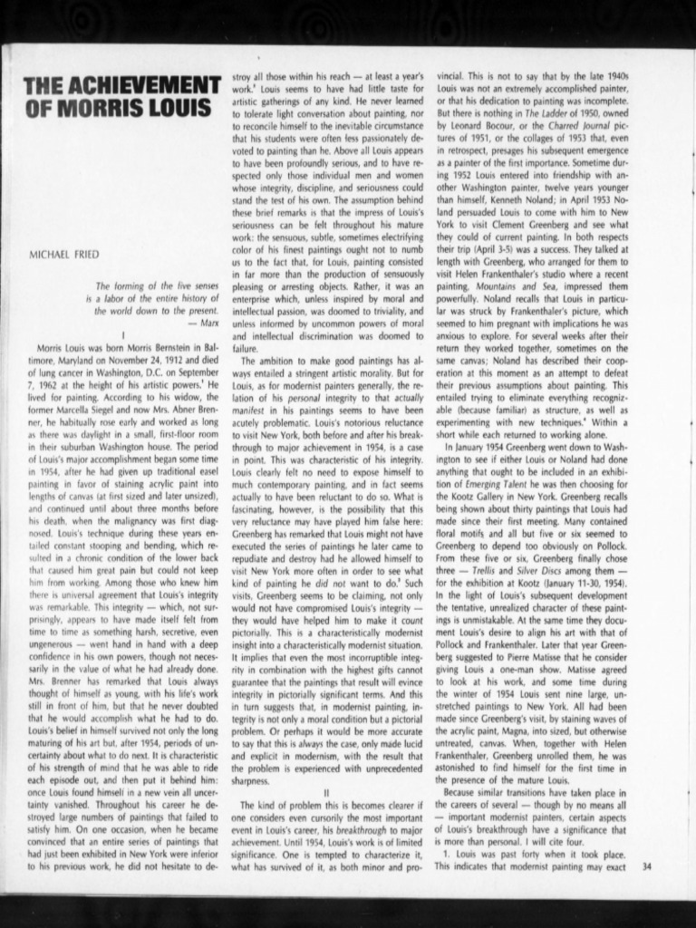 Michael Fried-The Achievement of Morris Louis | PDF