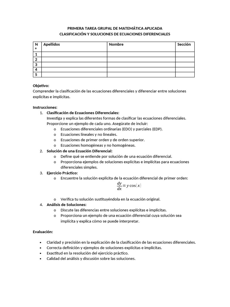 Tarea Grupal 17-03-25 de Matematica Aplicada | PDF