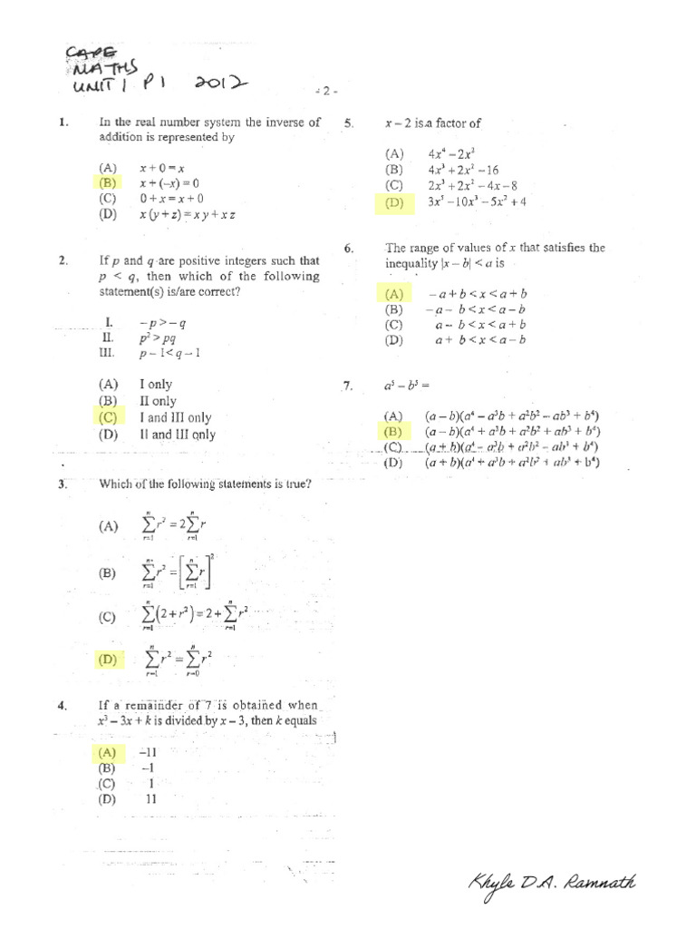 Kami Export - Pure Maths 2012 U1 P1 | PDF