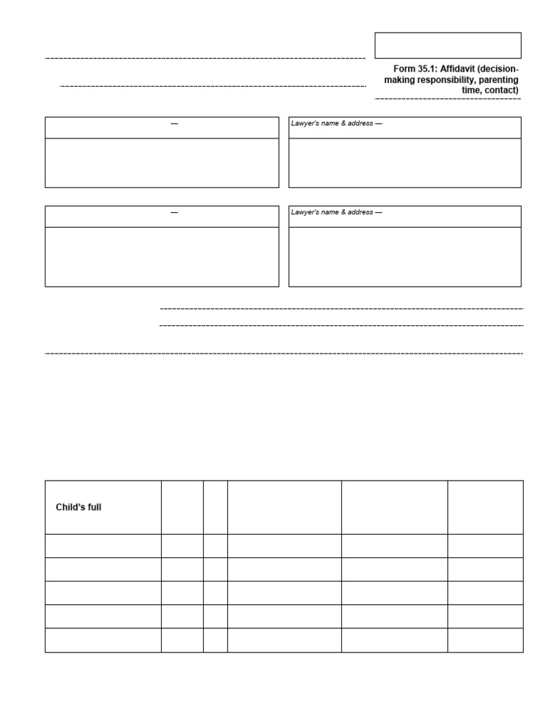 Form 35.1 Affidavit for Parenting Time | PDF | Criminal Record | Assault