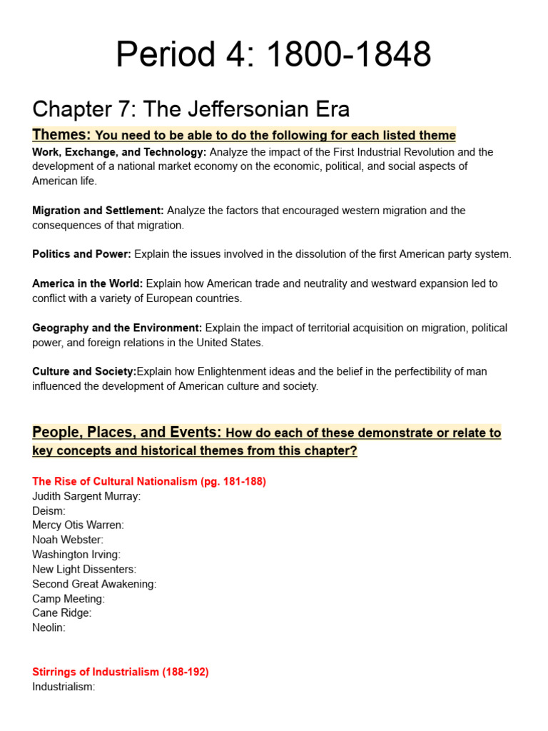 Class Notes Period 4: 1800-1848 | PDF | The United States | Politics Of ...