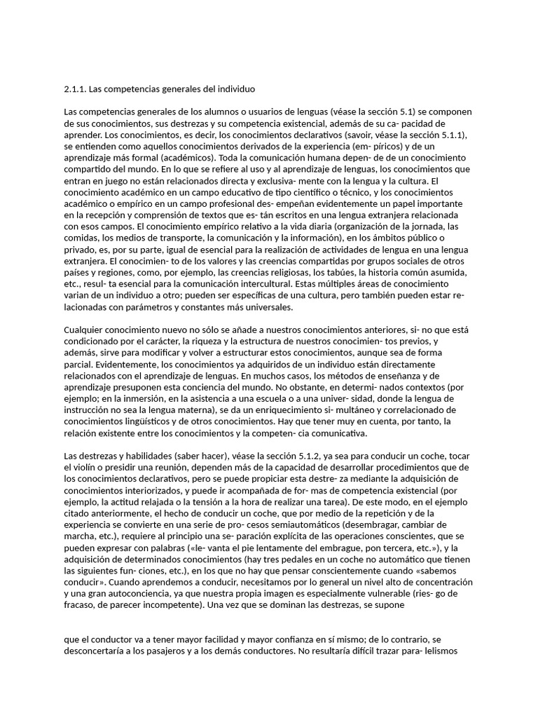 Competencias generales | PDF | Aprendizaje | Conocimiento