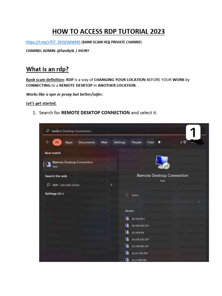 How To Access RDP 2023 Tutorial | PDF