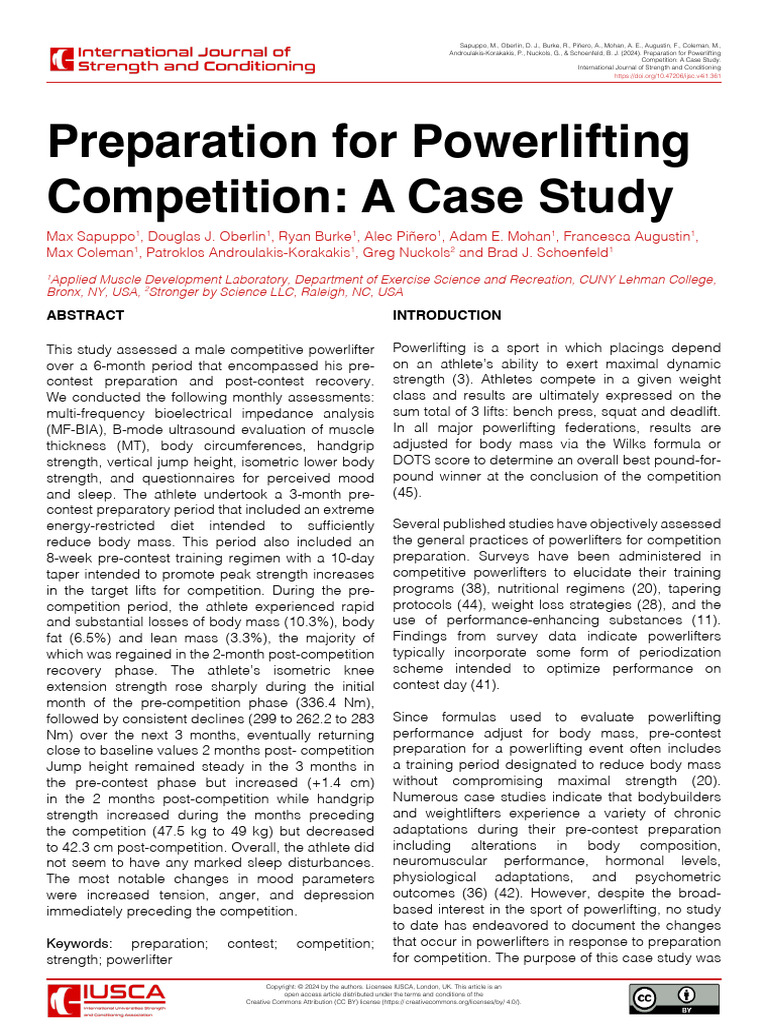 Preparation For Powerlifting Competition - A Case Study | PDF ...