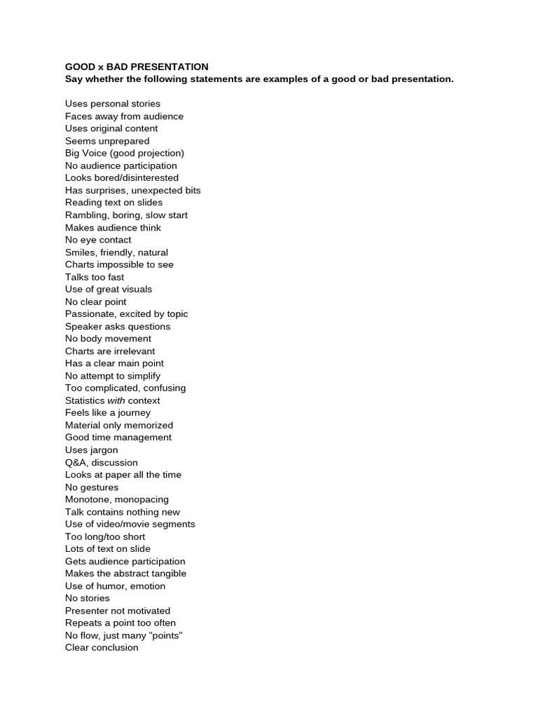 Bad Presentation | PDF