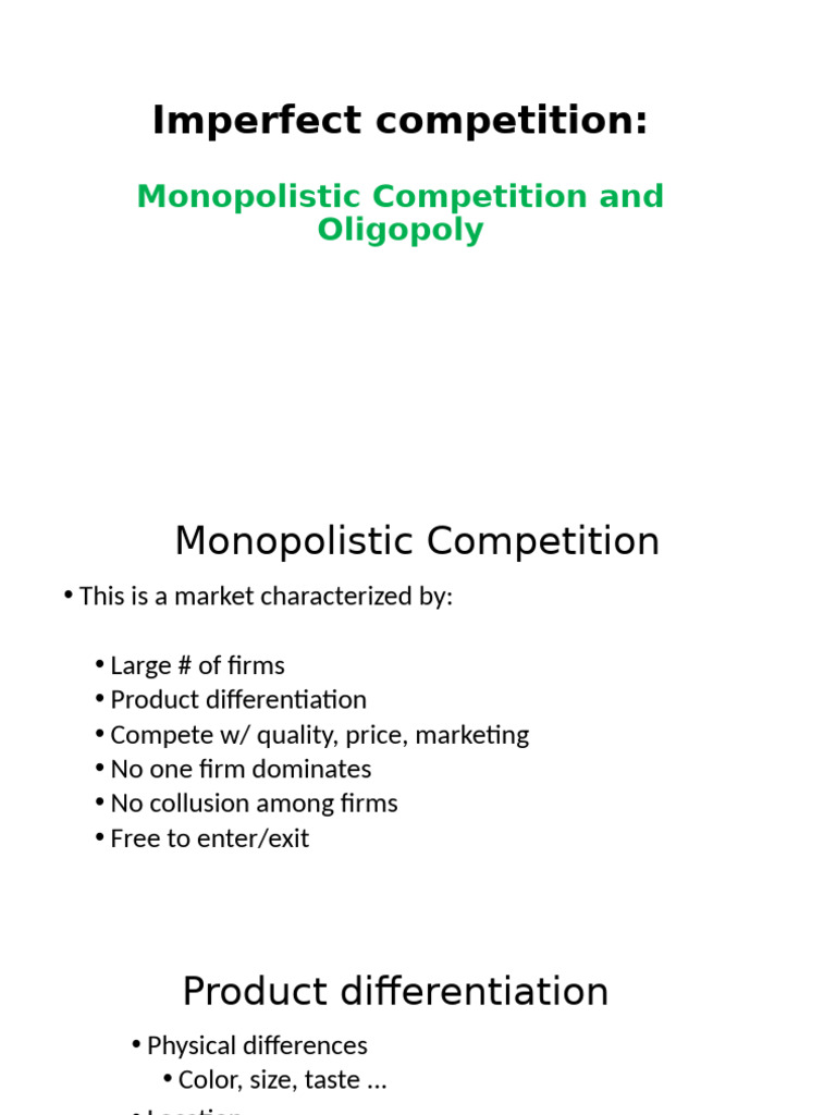 Imperfect competition | PDF | Oligopoly | Monopoly