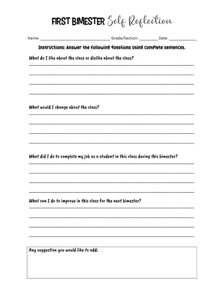 First Bimester Self Reflection | PDF