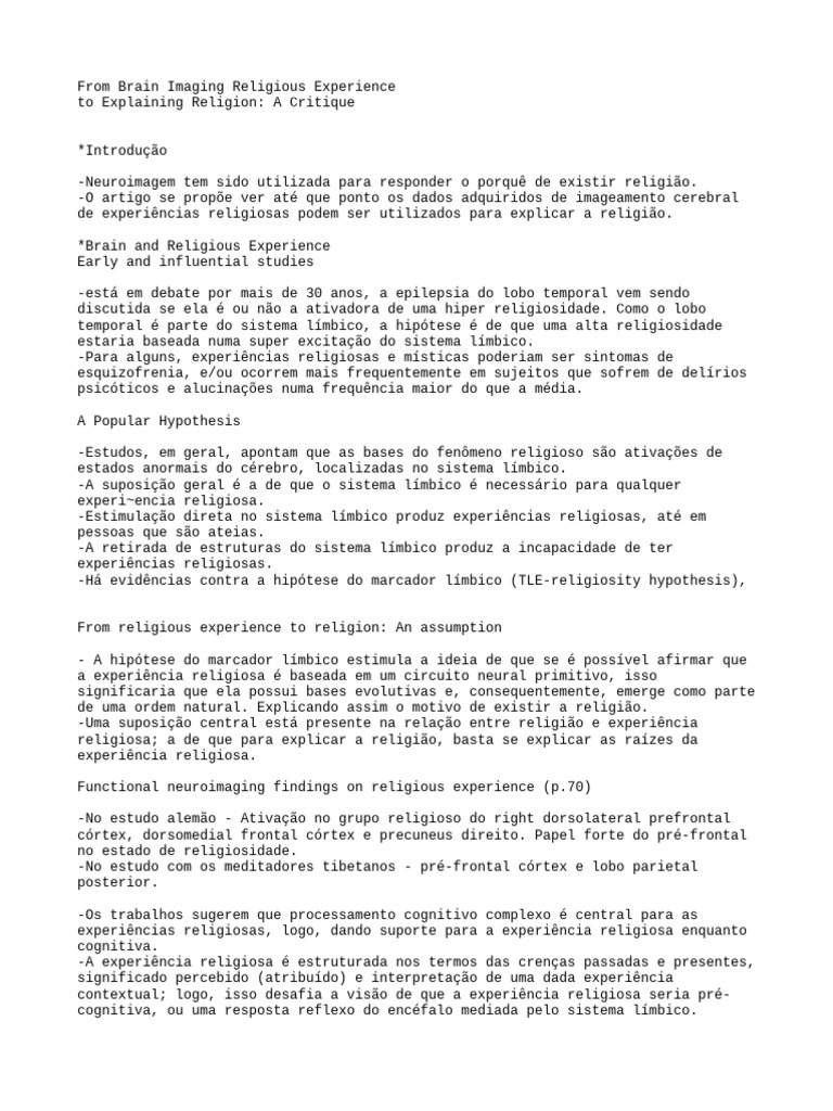 From Brain Imaging Religious Experi | PDF | Experiência | Ateísmo