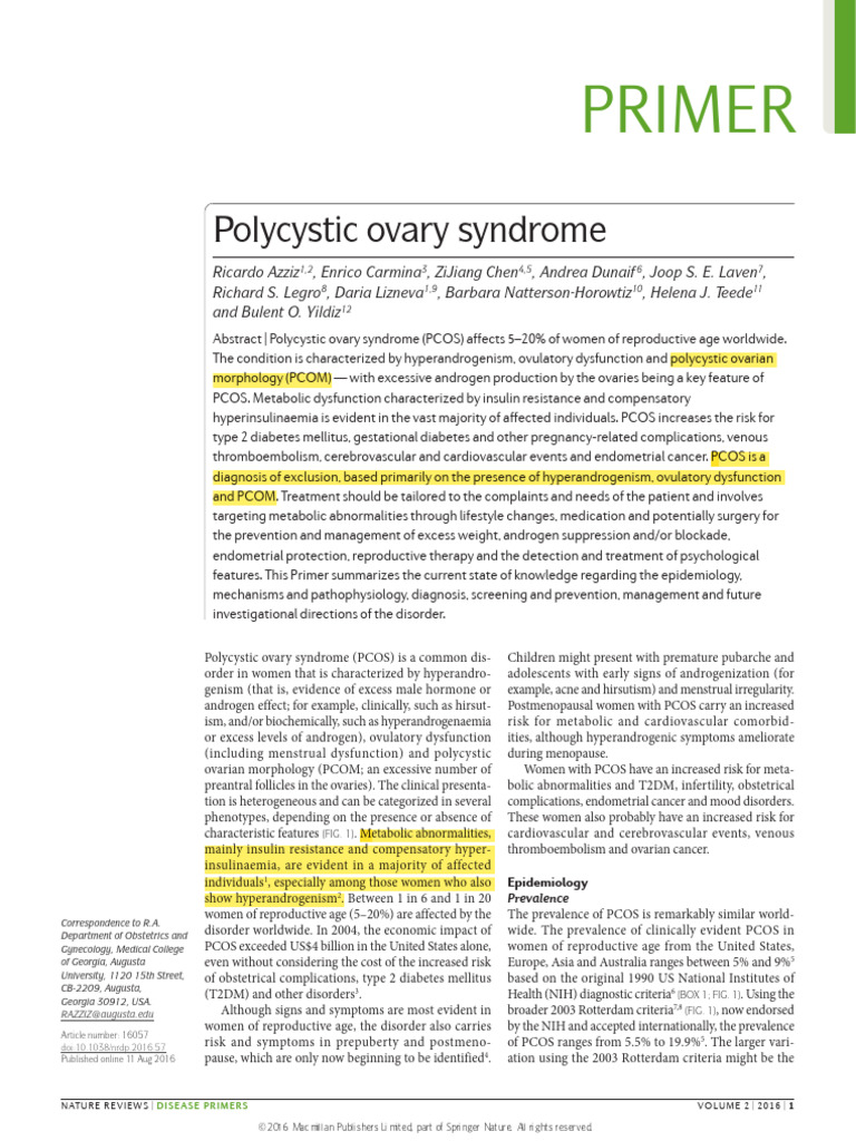 Polycystic ovary syndrome | PDF | Polycystic Ovary Syndrome | Clinical ...