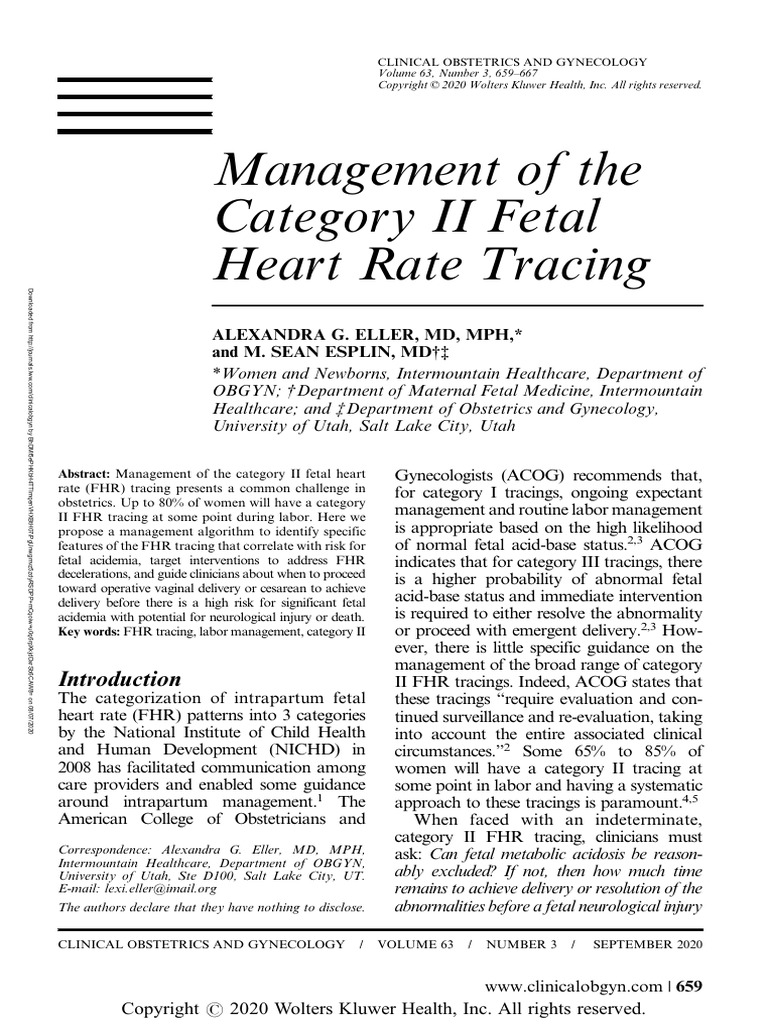 [2020]Management of the category II fetal heart Rate Tracing | PDF ...