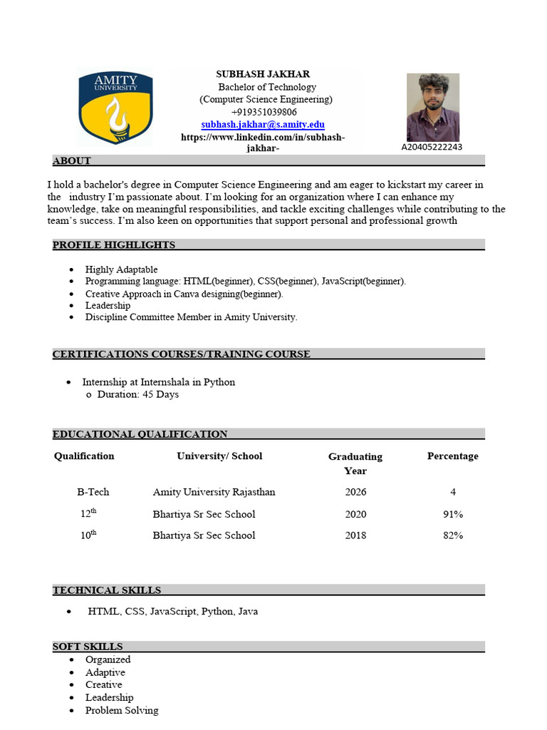 Resume - Subhash Jakhar | PDF
