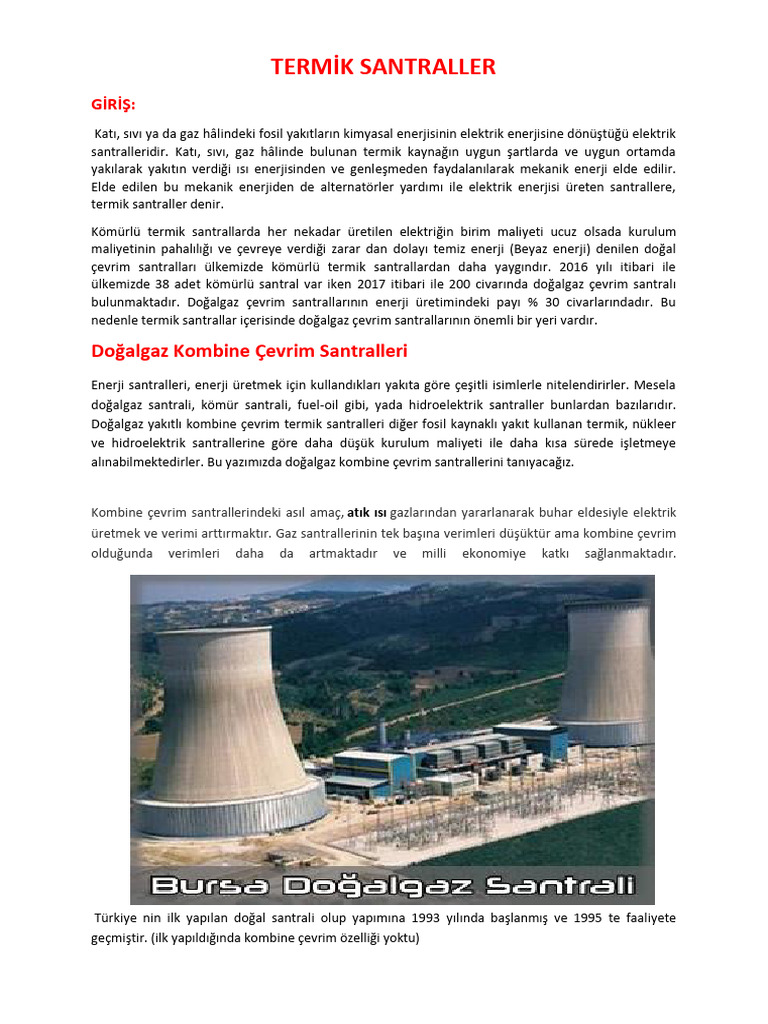 TERMİK SANTRALLER (Doğalgazlı) 6.H | PDF