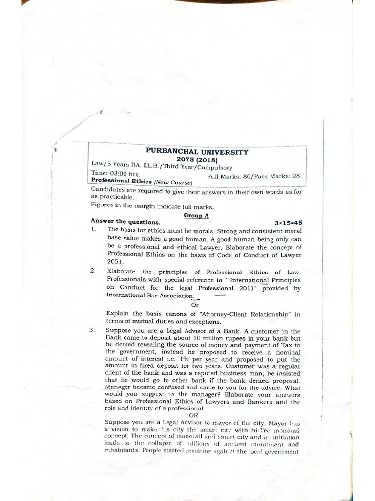 Professional Ethics Question Bank | PDF