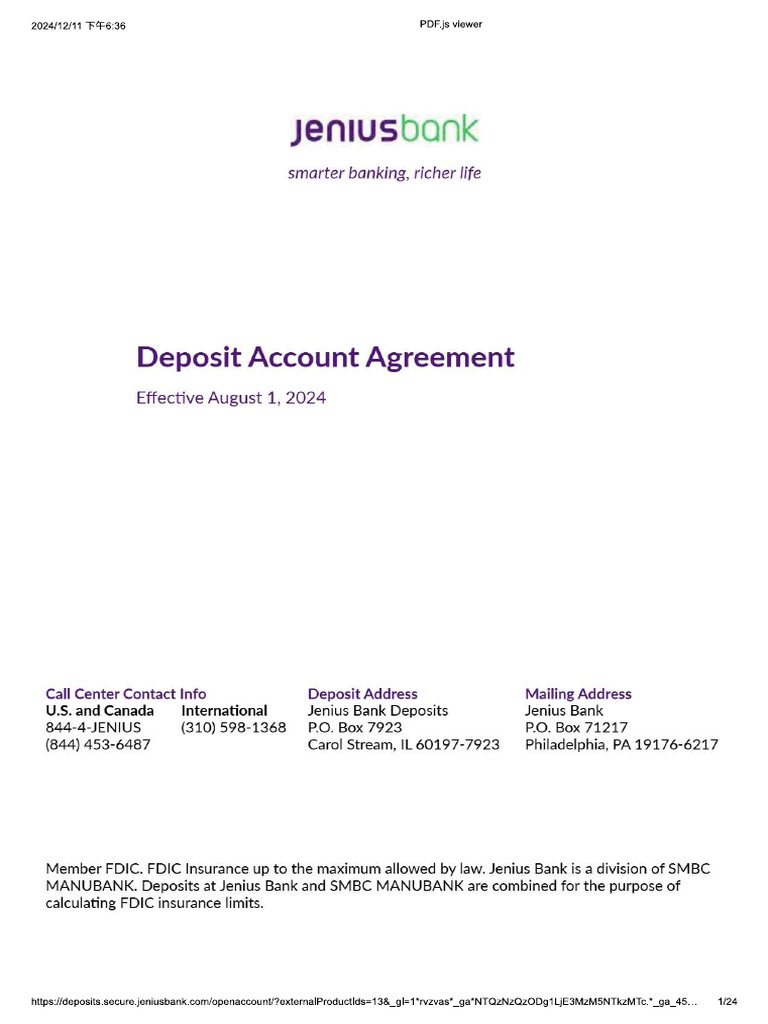 Jenius Account Agreement | PDF