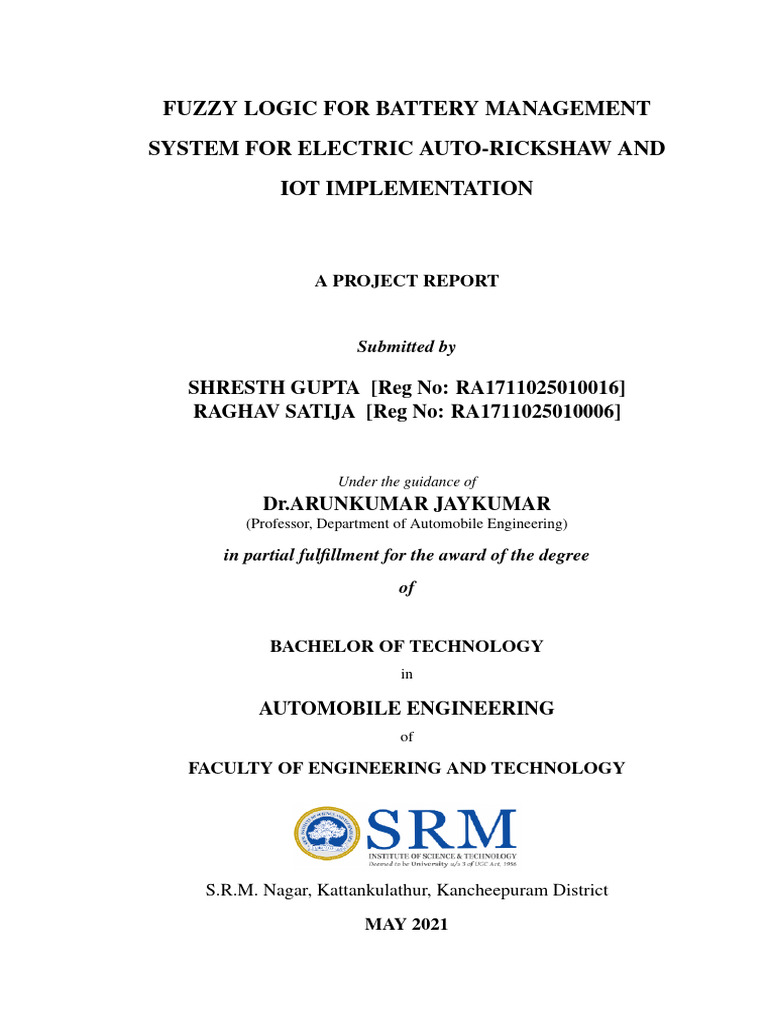 Battery Management Project | PDF | Rechargeable Battery | Fuzzy Logic