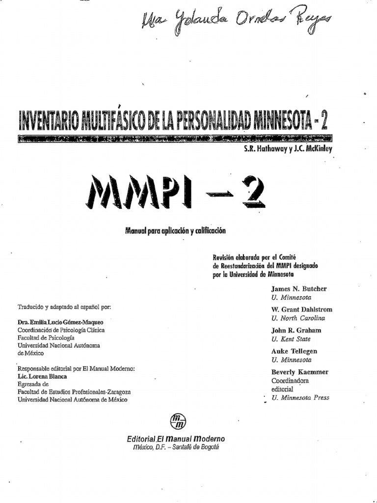 Manual MMPI 2 | PDF