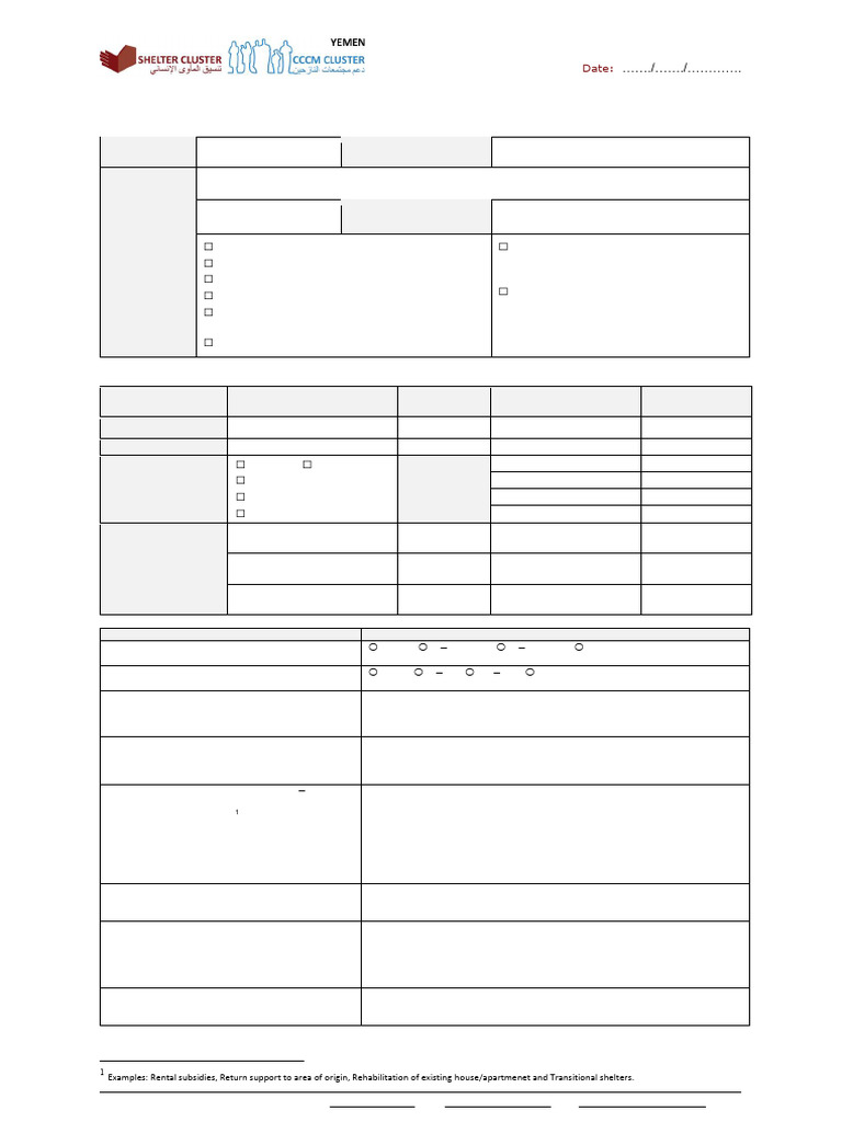 FGD Form Shelter Nfi CCCM Cluster - English - V2 - en | PDF | Behavioural Sciences | Social Policy