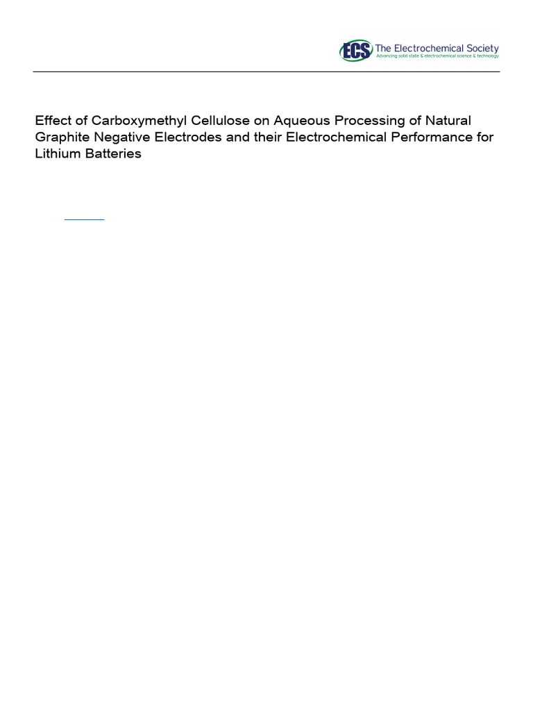 2005 - Lee et al - Effect of Carboxymethyl Cellulose on Aqueous Processing | PDF | Lithium Ion ...