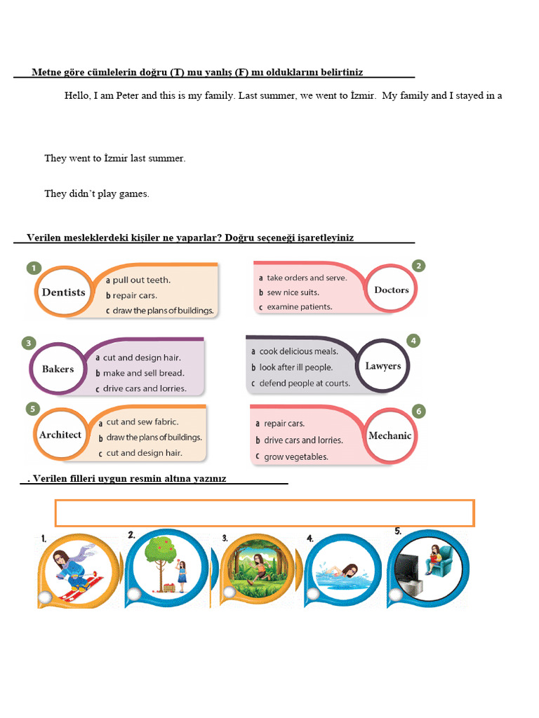 Family Holiday and Occupation Exercises | PDF