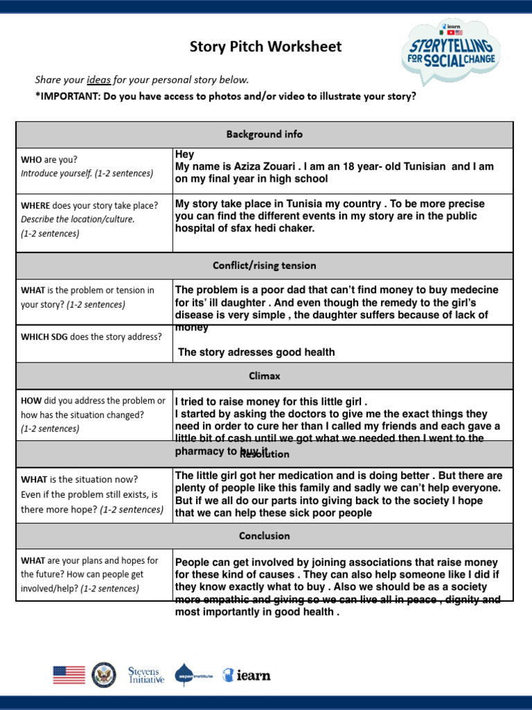 Project 2 Story Pitch Worksheet | PDF