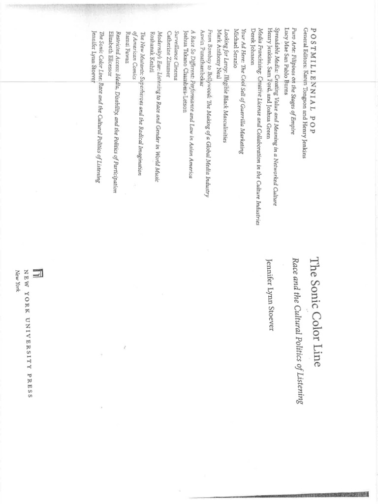 Jennifer Lynn Stover_The Sonic Color Line and the Listening Ear | PDF